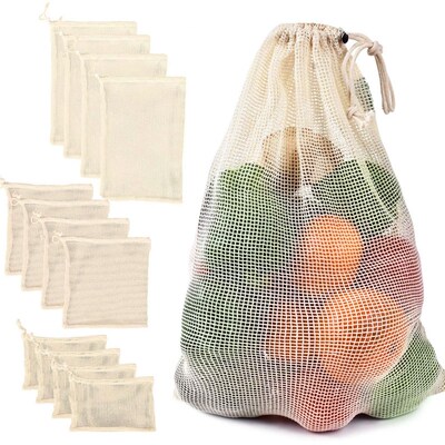 Cotton Mesh Vegetable Bags Produce Bag Reusable Cotton Mesh