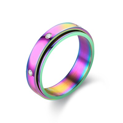 Rotatable Couples Rings with Diamonds Stainless steel rings