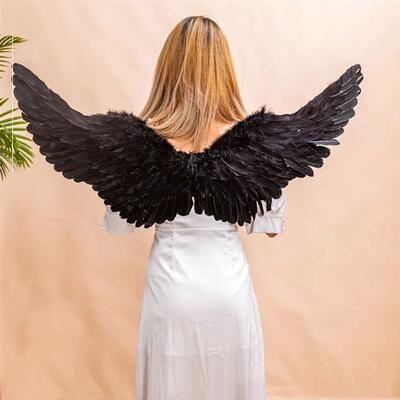 White Angle Cosplay For Adults Black Devil Wings Feathered W