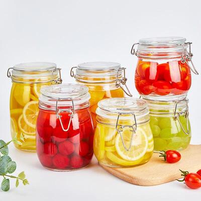 sealed glass jar transparent square food storage large safe