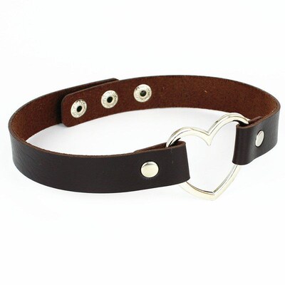 Punk Gothic PU Leather Choker Chain Heart Buckle Collar Neck