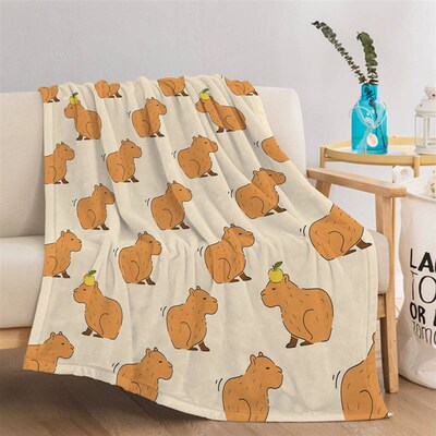 rembling Capybara Blanket Printed Throw Blanket Plush Fluffy