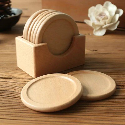 Wooden Coasters Set Black Walnut Solid Wood Round Table Mat