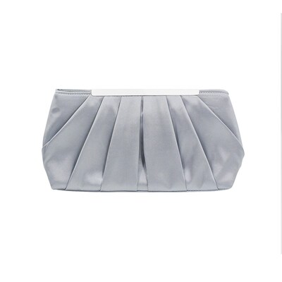 Solid Silk Satin Evening Bag Women Elegant Ruched Clutch Bag