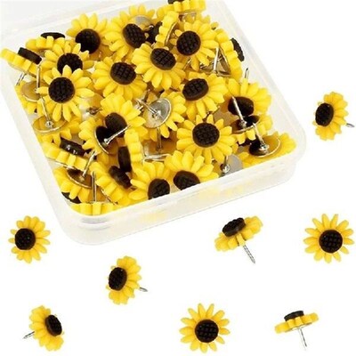 40 Pcs Sunflower Push Pins Flower Tacks Decorative