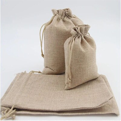 10/20 Pcs Burlap Gift Drawstring Bags for Party Christmas Li
