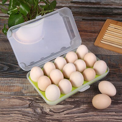 15 Grid Egg Storage Box Egg Tray With Lid Kitchen Refrigerat
