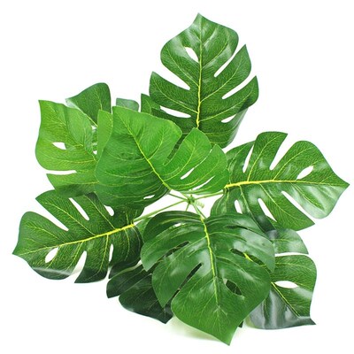 9 Heads Artificial Plants Tropical Green Turtle Leaves Leaf