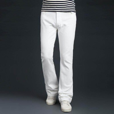 Denim micro flared pants mens white jeans