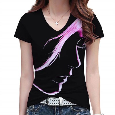 Fashion Woman Blouse 2023 New Printing Theme Short Sleeve T