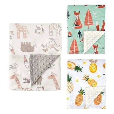 Kids Blanket Warm Lightweight Blanket With Dotted Backing