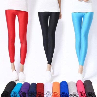 CUHAKCI Women Shiny Pant Leggings Hot Selling Leggings Solid