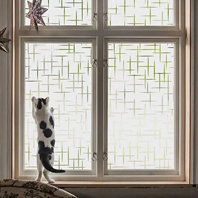 Frosted Privacy Film for Cross Glass Windows, Self Static Ad