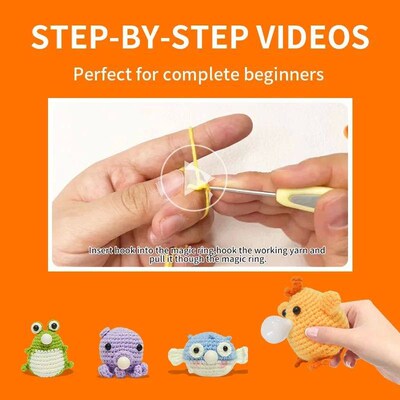 Bubble family Crochet Kit for Beginners 4 Pcs Animal Beginne