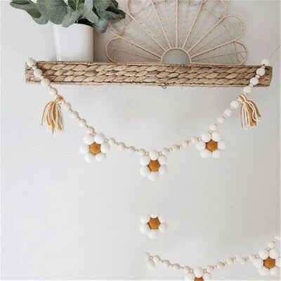 Birthday Party Decor Banner  Beaded Tassels Flower Wall