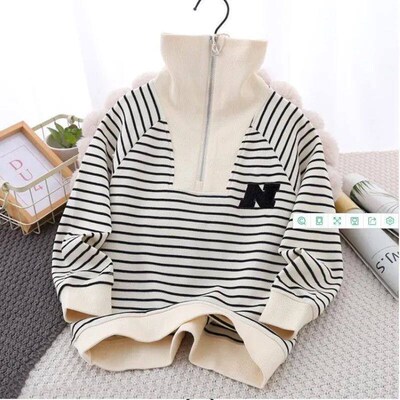 2023 Spring Boys Cotton Sweatshirts Kids Teen Stripe Pullove