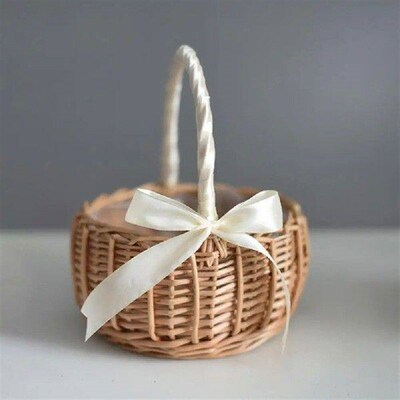Elegant Storage Basket Handmade Sturdy Handle Design Rattan