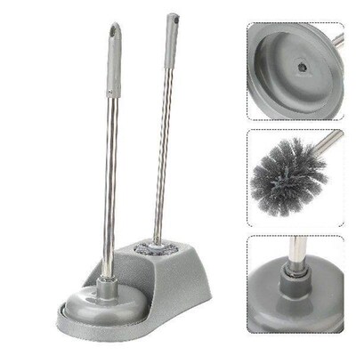 Plunger Toilet Brush Bathroom Powerful Cleaning with Holder