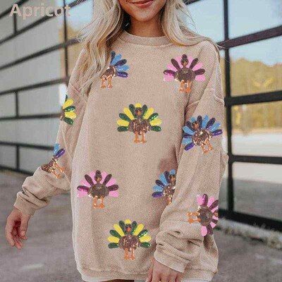 2025 New Christmas Printed Sweater Womens Loose Long Sleeve