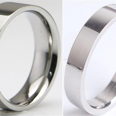 100x Polish 4mm 6mm Mix Classtic Stainless Steel Wedding Ban