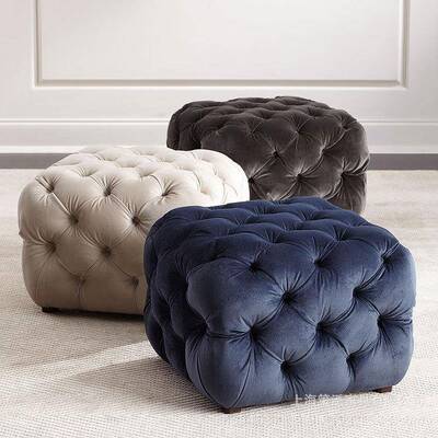 美式换鞋简约代布艺拉扣方形长S661现形穿鞋凳沙发凳梳凳妆凳儿童