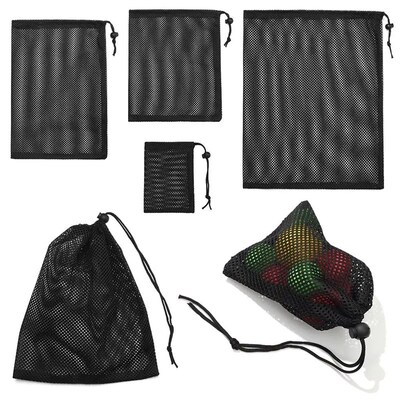 Durable Nylon Mesh Drawstring Storage Pouch Bag Multi Purpos