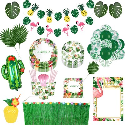 Hawaiian Party Decorations Palm Leaves Bunting Banner Luau F