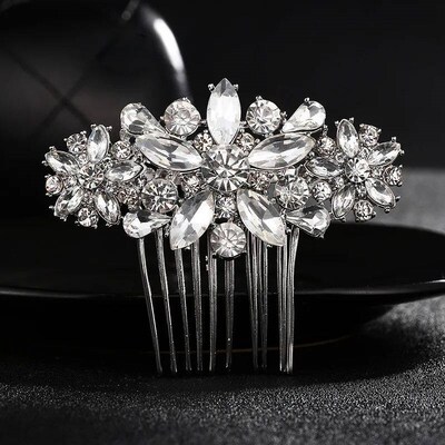 3PCS Silvery Rhinestones Haircombs Professional Hair Accesso