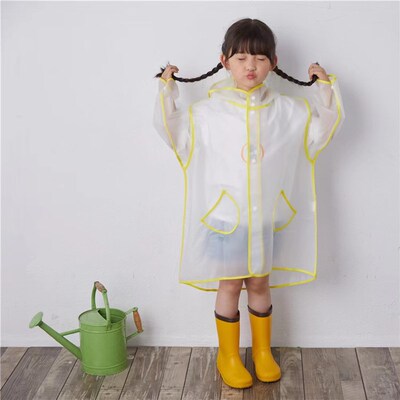 Kids Raincoat Waterproof Rain Poncho Clear Transparent Child