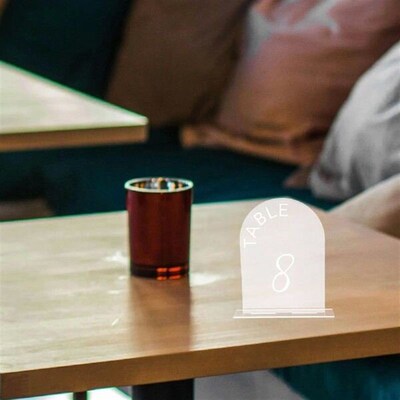 10pcs Acrylic Table Number Signs Frosted Arch Design