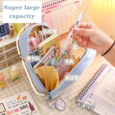Kawaii Transparant Pencil Case Large Capacity Waterproof Pen