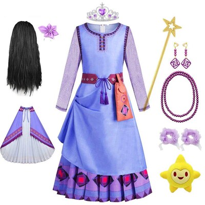 Asha Cosplay Wish Dress for Girls Carnival Christmas