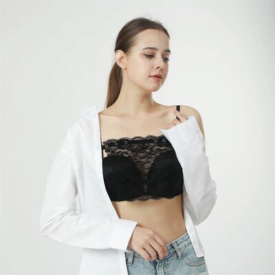 Lace bustier low neckline chest cover with lace trim, one-pi
