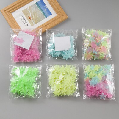50pcs 3D Stars Glow In The Dark Wall Stickers Luminous Fluor