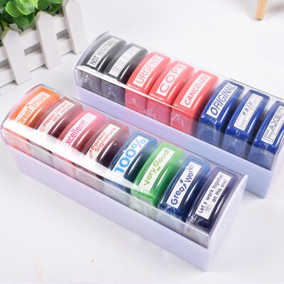 Funny 8pcs Teacher Stamp Set For School Homework Grading Squ
