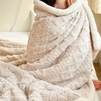 Large Sherpa Fleece Blanket Throw Fur Warm Sofa Bed Soft