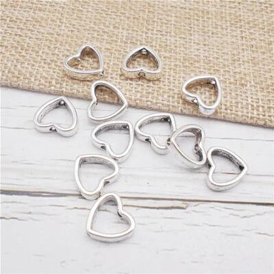 16PCS Alloy Heart Circle Frame Beads Spacer Connectors Charm