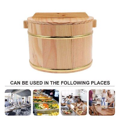 Tub with Lid Wooden Rice Bucket Hangiri Mixing Sushi Miss