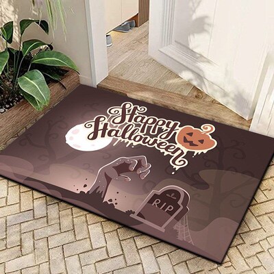 Halloween Door Mat Cartoon Ghost Scary Pumpkin Bat Funny Doo