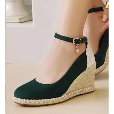 LIHUAMAO green Espadrilless shoes women wedges platform