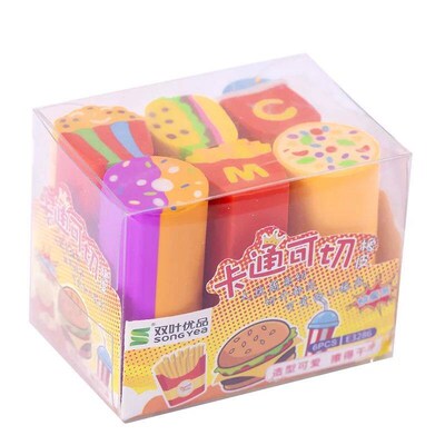 6 Piece /Box Cartoon Cute Unicorn Rubber Mini Eraser Set Nov