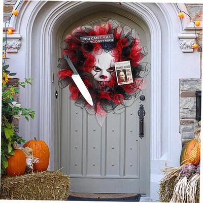 Halloween Ghost Festival Mask Flower wreath ornament万圣挂饰