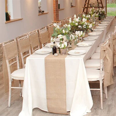 30cm Width Jute Linen Vintage Natural Table Runner Burlap Ru