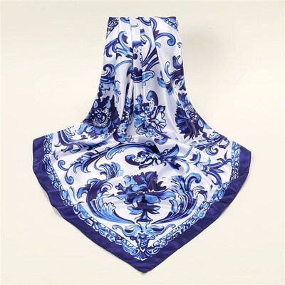 New Blue and White Porcelain Bandana Head Wraps for Woman Sa