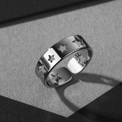 Cxwind Stainless Steel Openwork Ring, Silver Rings Men Women