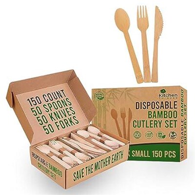Kitchen Thinker Bamboo Utensils Set  150 Count(50 Spoons