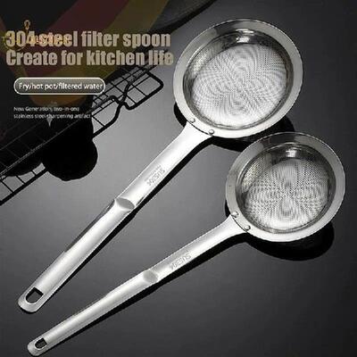 2pcs Fine Mesh Stainless Steel Leaky Spoons with Handles,
