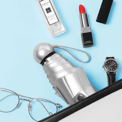 New Titanium Silver Mini COOL Folding Umbrella for Women 6/8