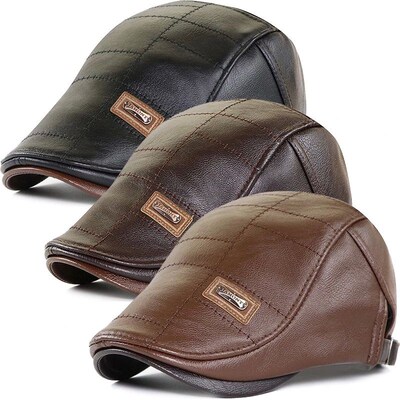 Spring Summer Middle-aged Artist Visor Retro Men Fashion PU