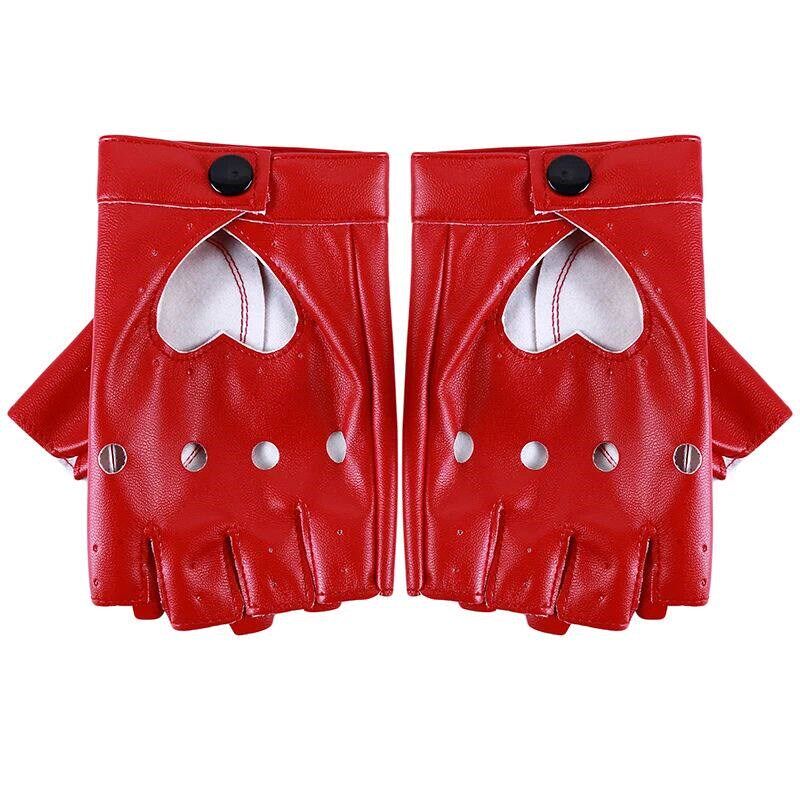 Leather Gloves Luvas Guantes Mujer For Women Girls Red Balck